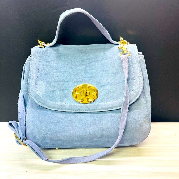 Emma Fox | Bags | Rare Emma Fox Genuine Leather Suede Bag Baby Blue ...